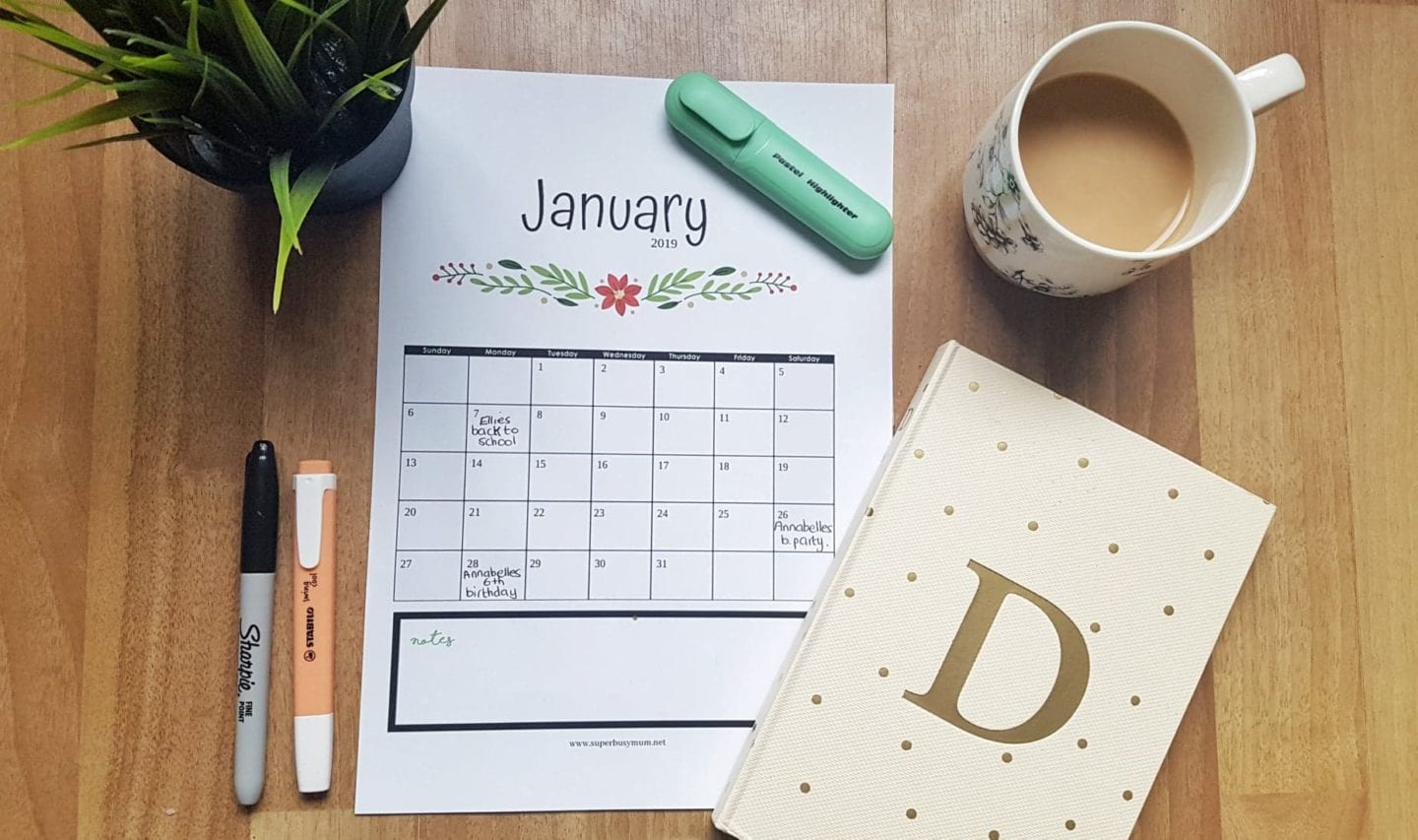 January Calendar Template | Free Printable - Super Busy Mum - Northern ...